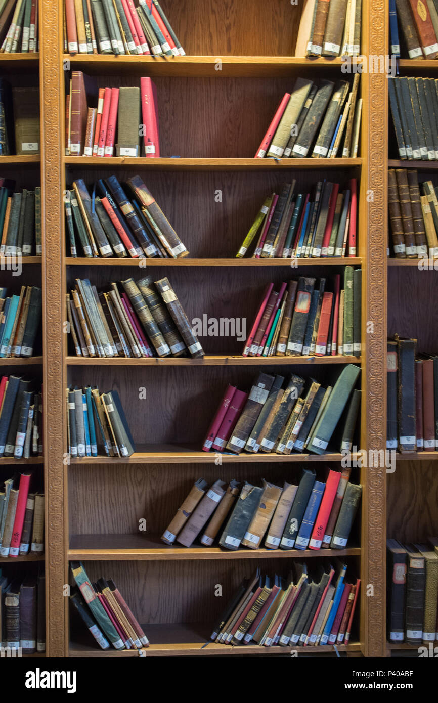 Bookshelf with old Turkish Ottoman handwriting books Stock Photo - Alamy