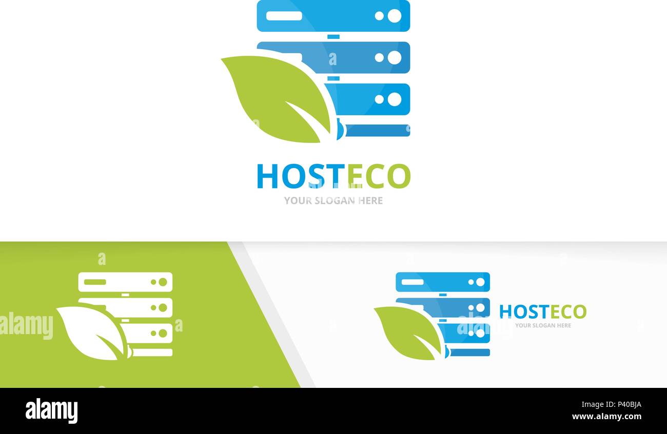 Vector host and leaf logo combination. Server and eco symbol or icon ...