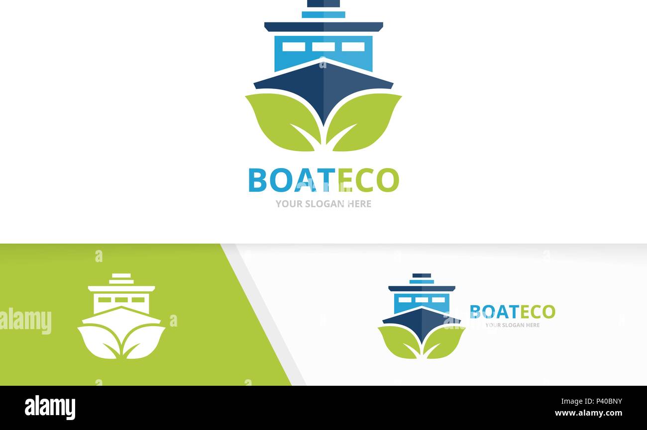 Vector ship and leaf logo combination. Boat and eco symbol or icon ...