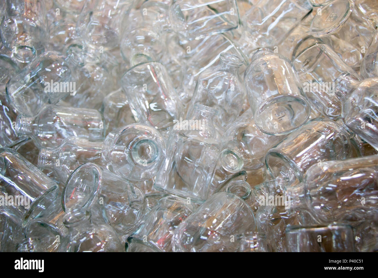 Set of Empty small transparent bottles Stock Photo - Alamy