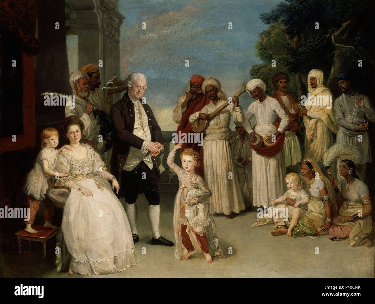 Sir elijah and lady impey and their three children hi-res stock ...