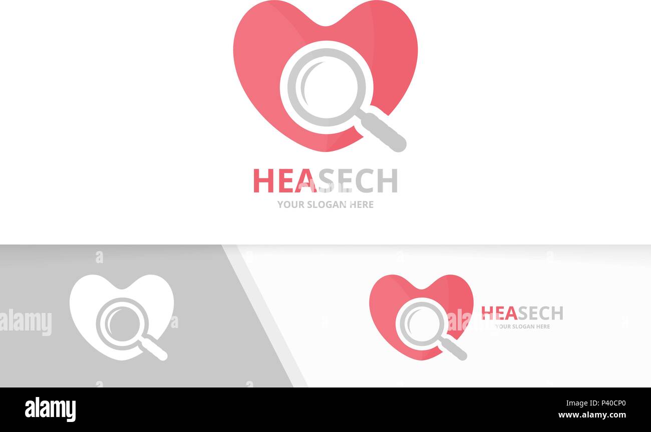 Vector heart and loupe logo combination. Love and magnifying symbol or ...
