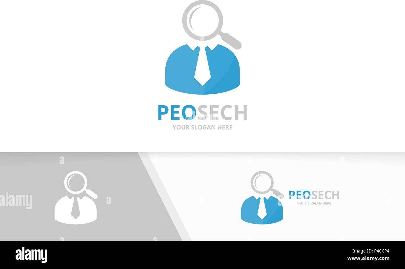 Vector man and loupe logo combination. People and magnifying symbol or ...