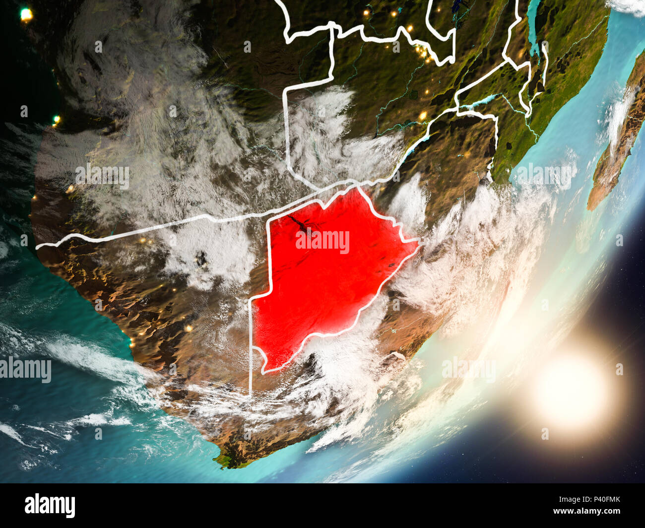 Botswana from space with highly detailed surface textures and visible ...