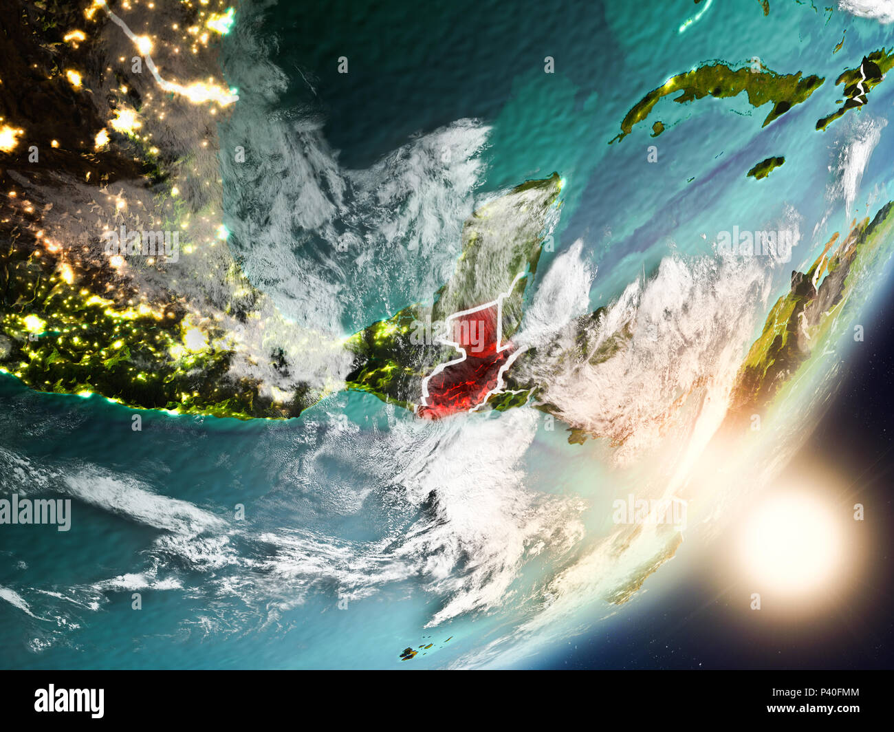 Guatemala from space with highly detailed surface textures and visible ...