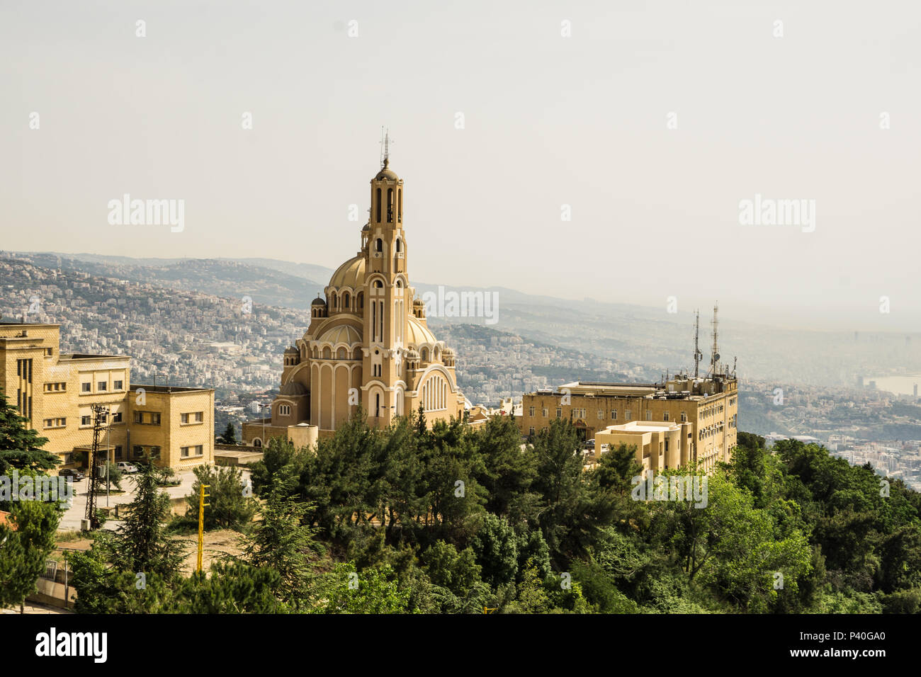 Greek Melkite Basilica of St Paul in Harissa Stock Photo - Alamy