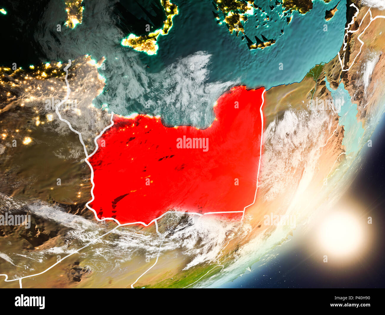 Libya from space with highly detailed surface textures and visible ...