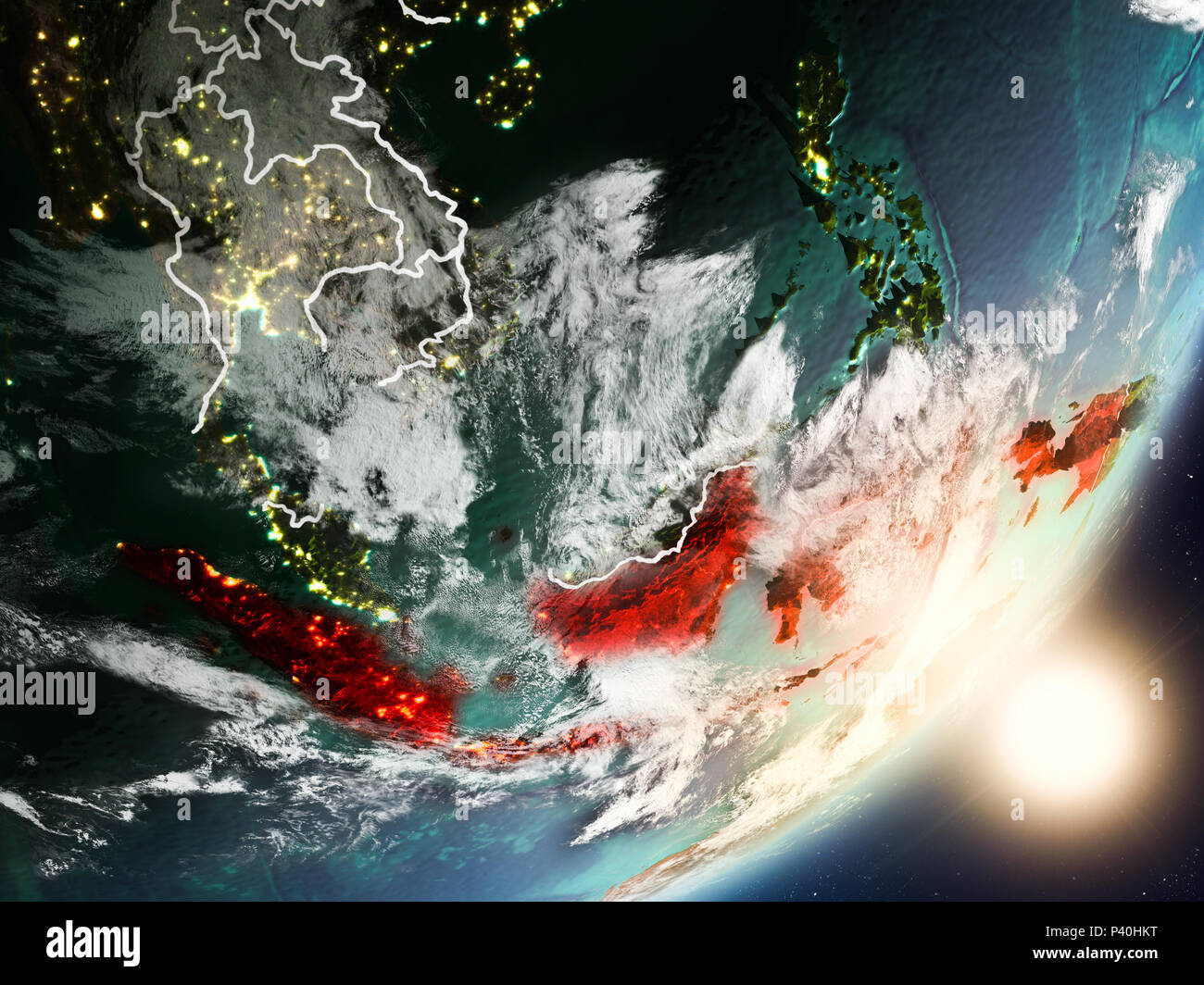 Indonesia from space with highly detailed surface textures and visible ...