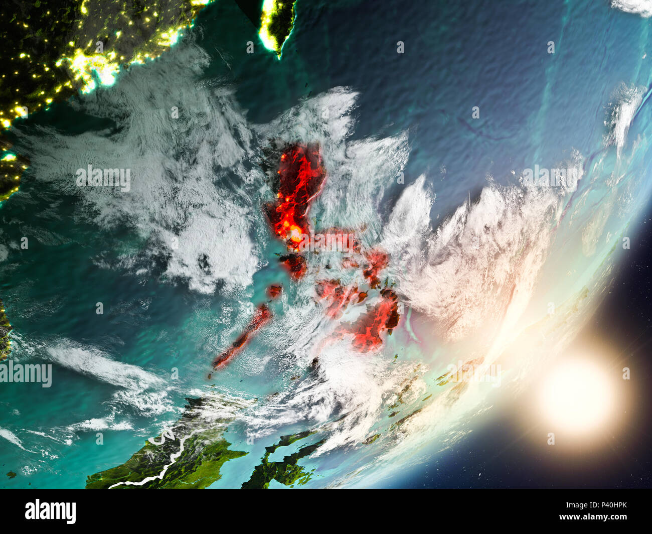Philippines from space with highly detailed surface textures and ...