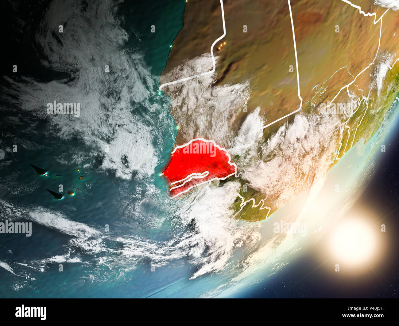 Senegal from space with highly detailed surface textures and visible ...