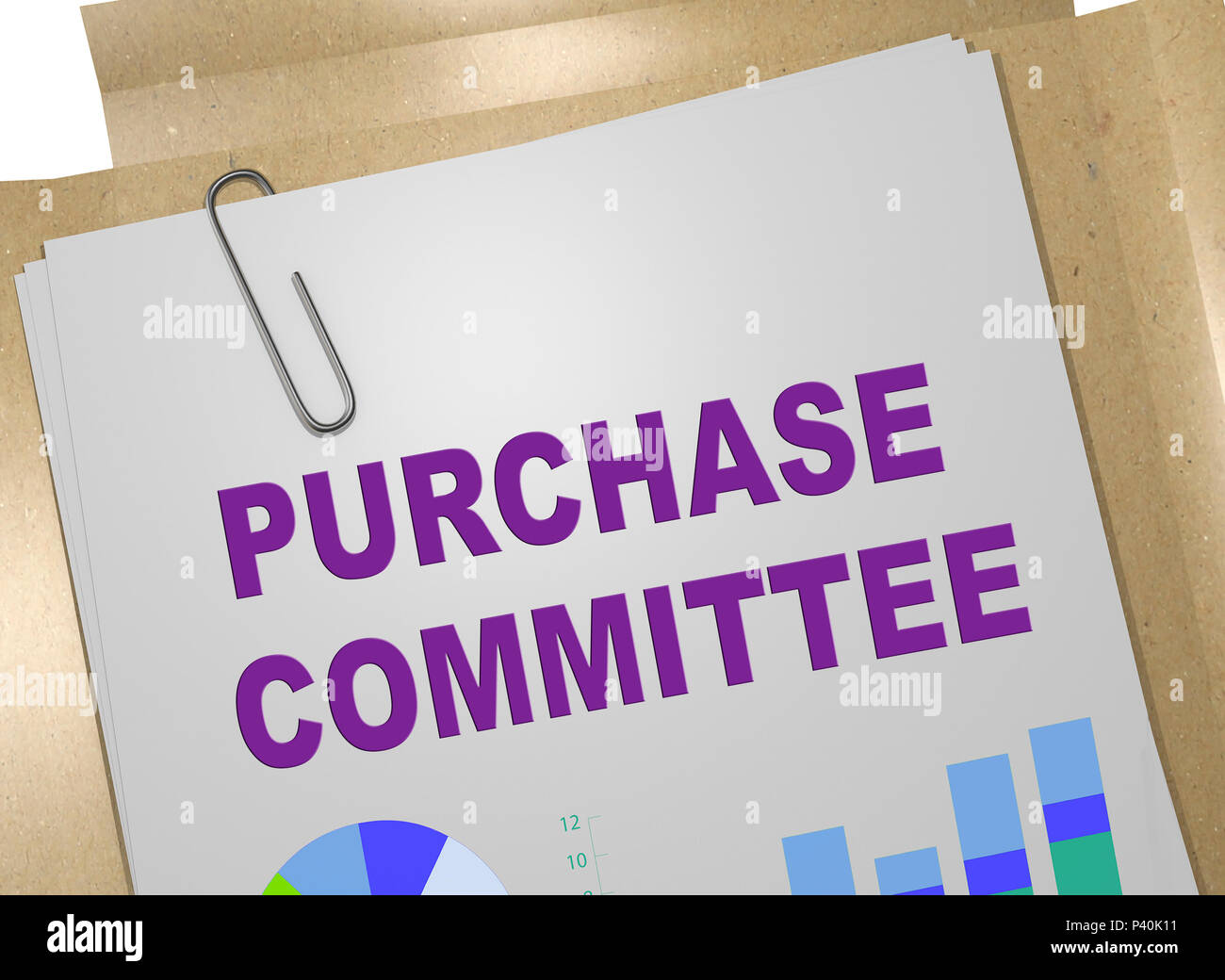 3D illustration of PURCHASE COMMITTEE title on business document Stock ...