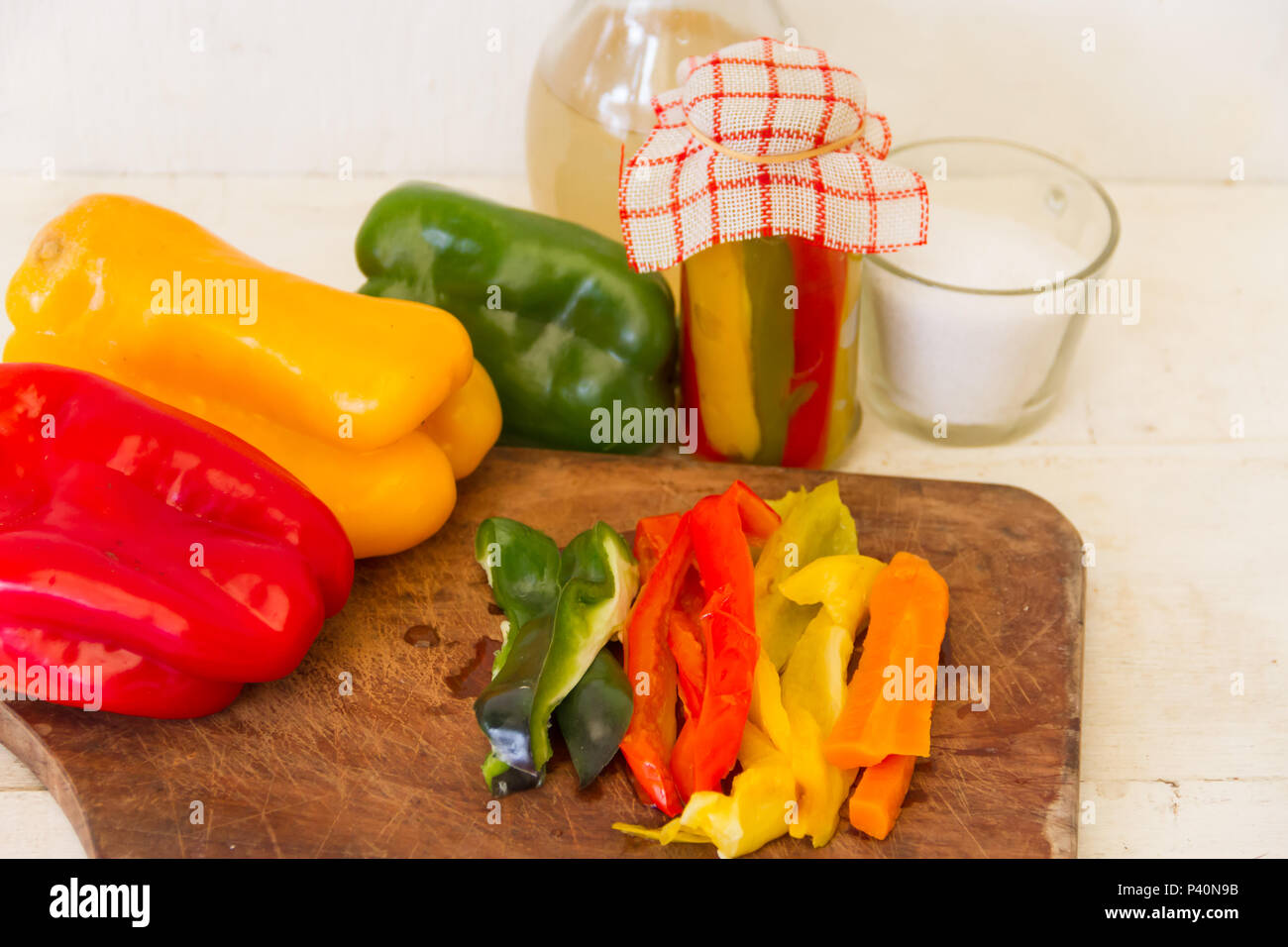 Homemade preparation of pickled organic healthy peppers Stock Photo - Alamy