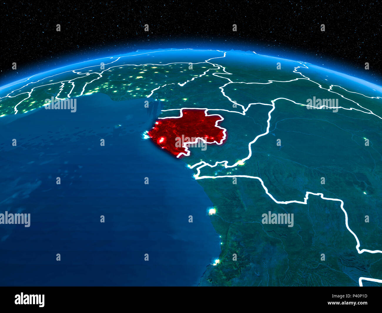 Highlighted satellite image of gabon hi-res stock photography and ...