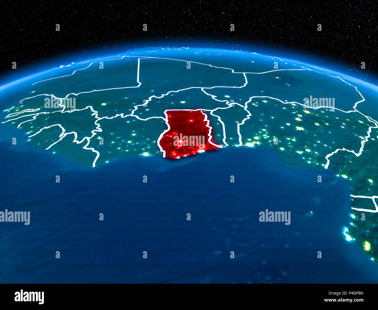 Highlighted satellite image of ghana hi-res stock photography and ...