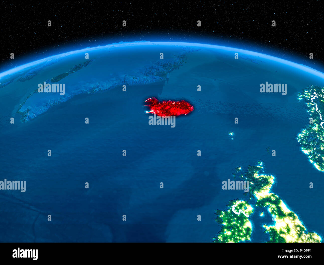 Highlighted Satellite Image Of Iceland High Resolution Stock Photography and Images - Alamy
