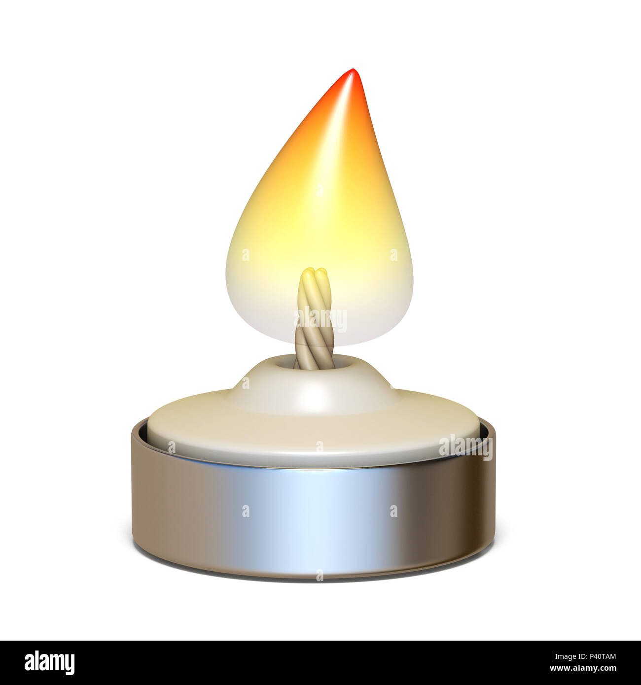 Burning candlelight 3D render illustration isolated on white background ...