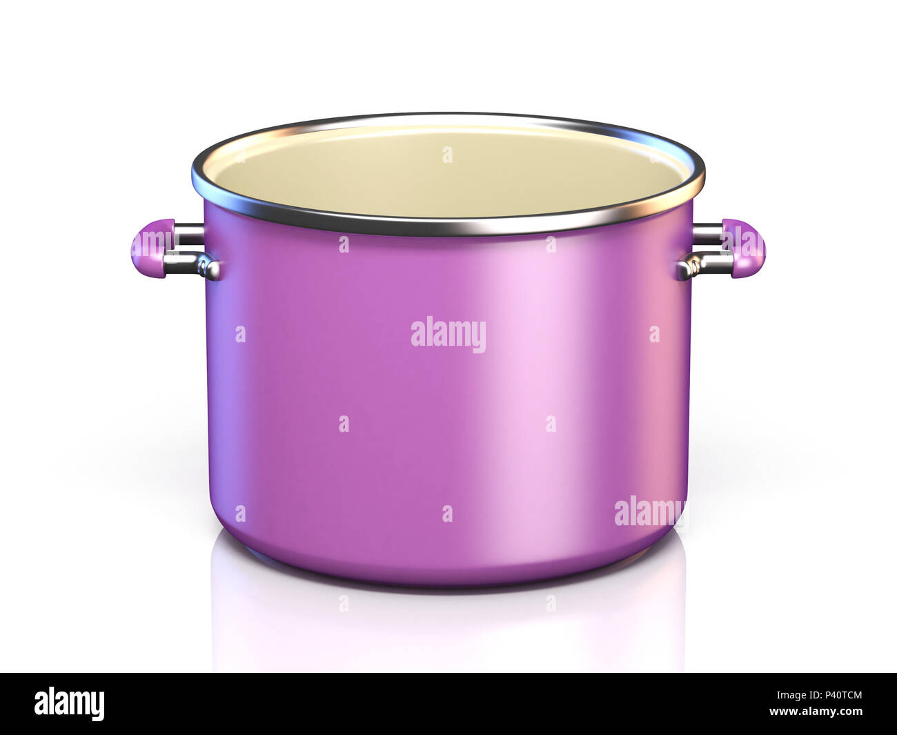 Purple cooking pot 3D render illustration isolated on white background ...