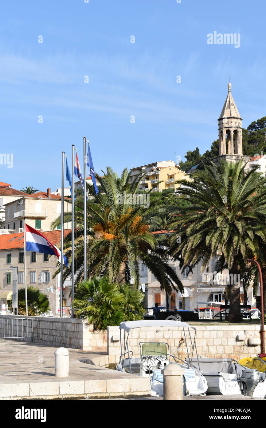 Old church bell tower in Hvar town centre, Hvar island, Croatia, June ...