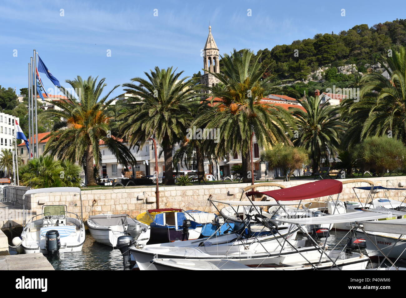 Old church bell tower in Hvar town centre, Hvar island, Croatia, June ...