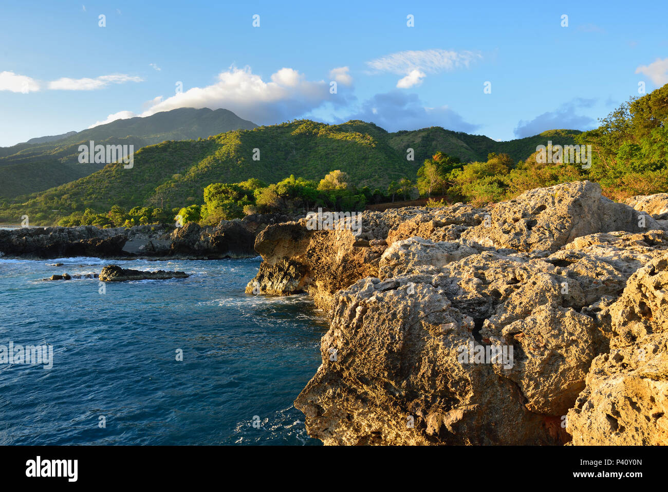 Cuban coast of mountains Sierra Maestra and above the coast of the ...