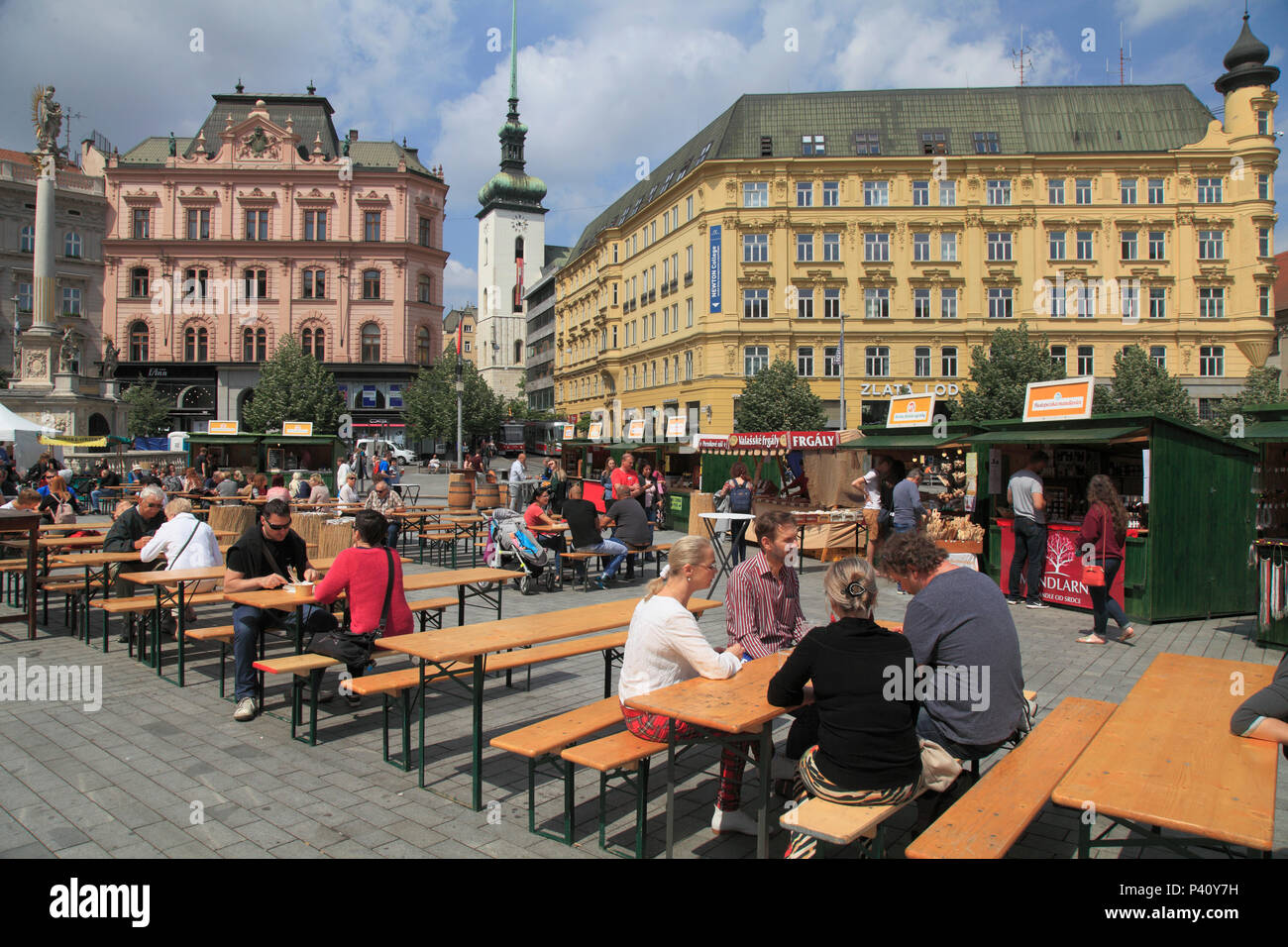 Czech Republic, Brno, Freedom Square, Namesti Svobody, people Stock ...
