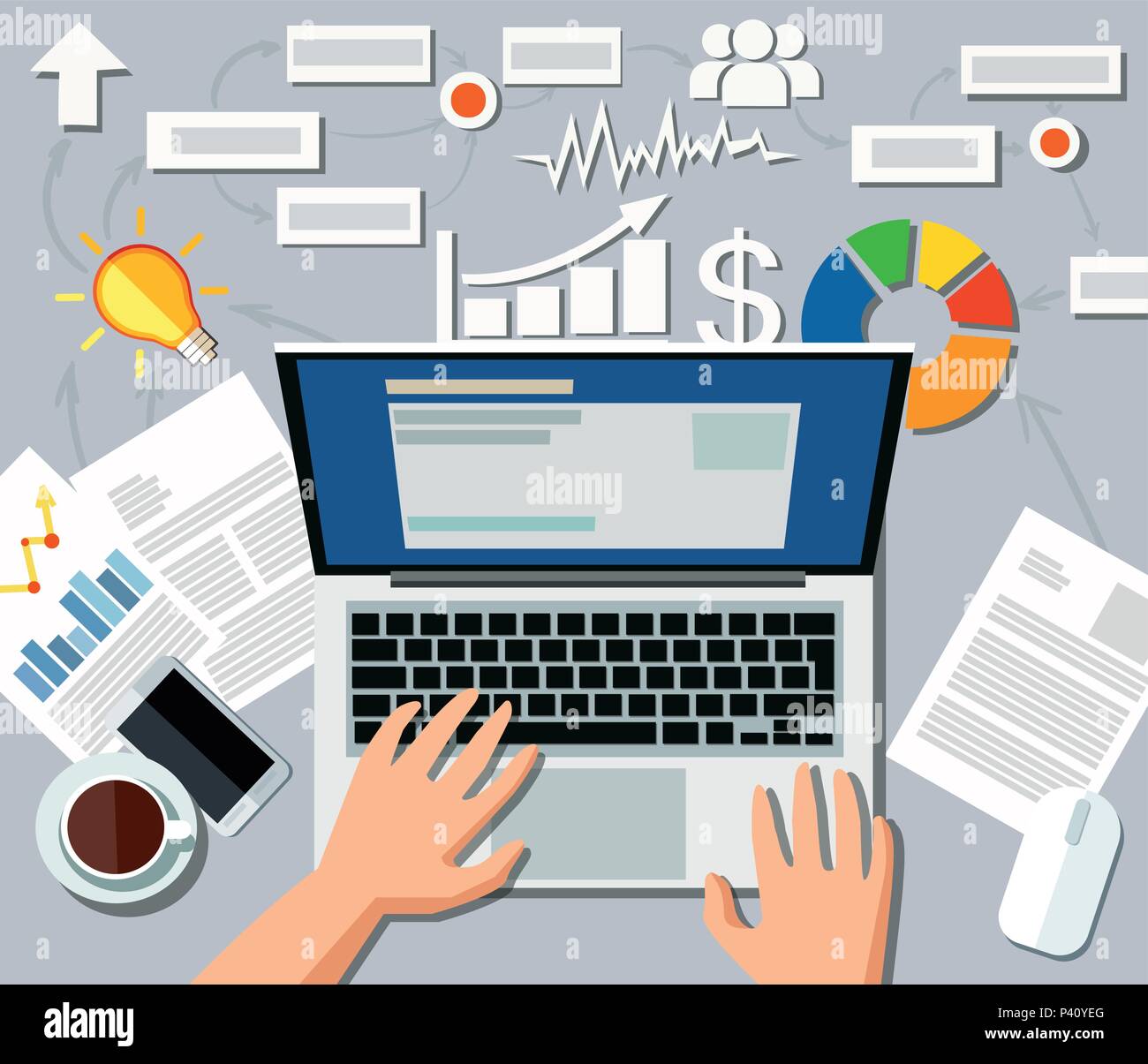 Hands of a working man Stock Vector Images - Alamy