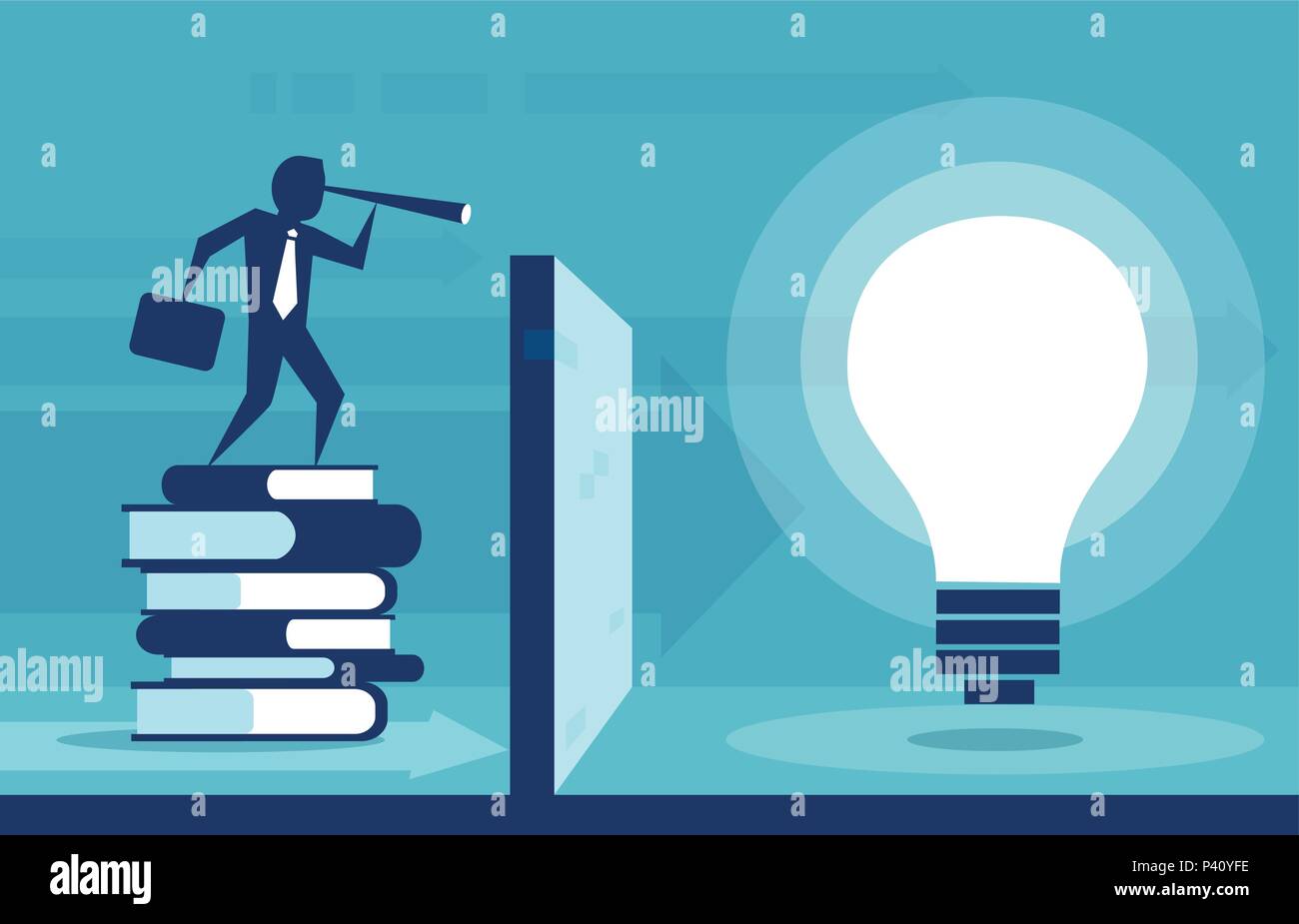 Conceptual web illustration for power of knowledge man overcoming ...