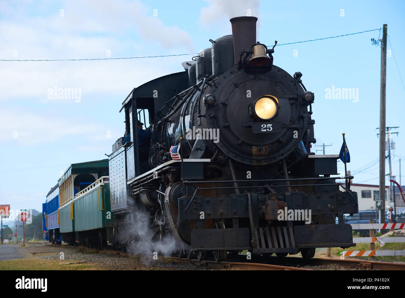 The old steam locomotive operated by the Oregon Coast Scenic Railway at ...