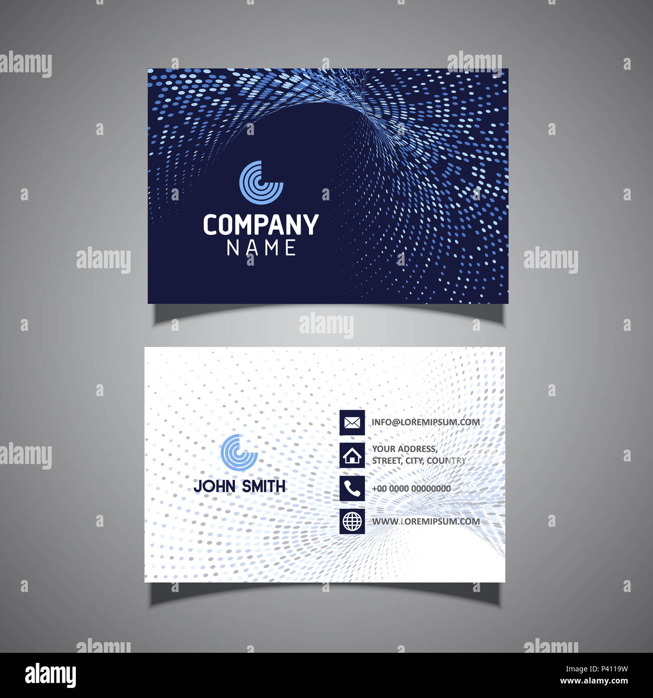 Business card template with a modern halftone dots design Stock Photo ...