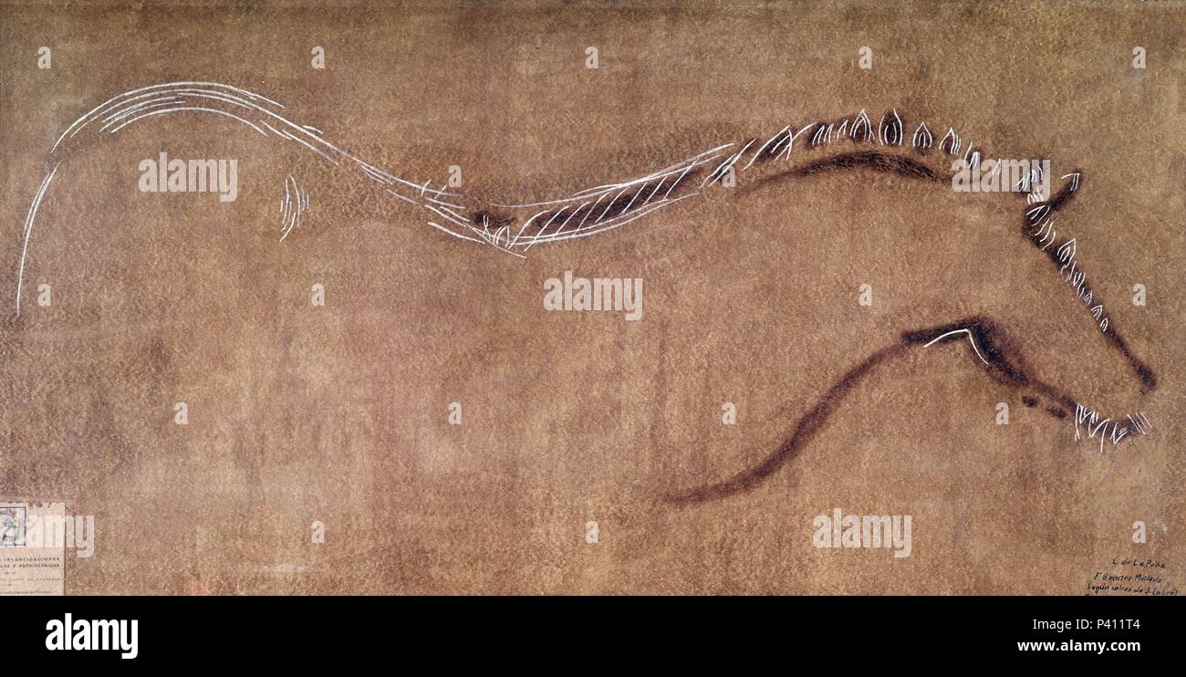 PINTURA RUPESTRE DEL CASTRO DE COAÑA- CABALLO. Location: MUSEO ...