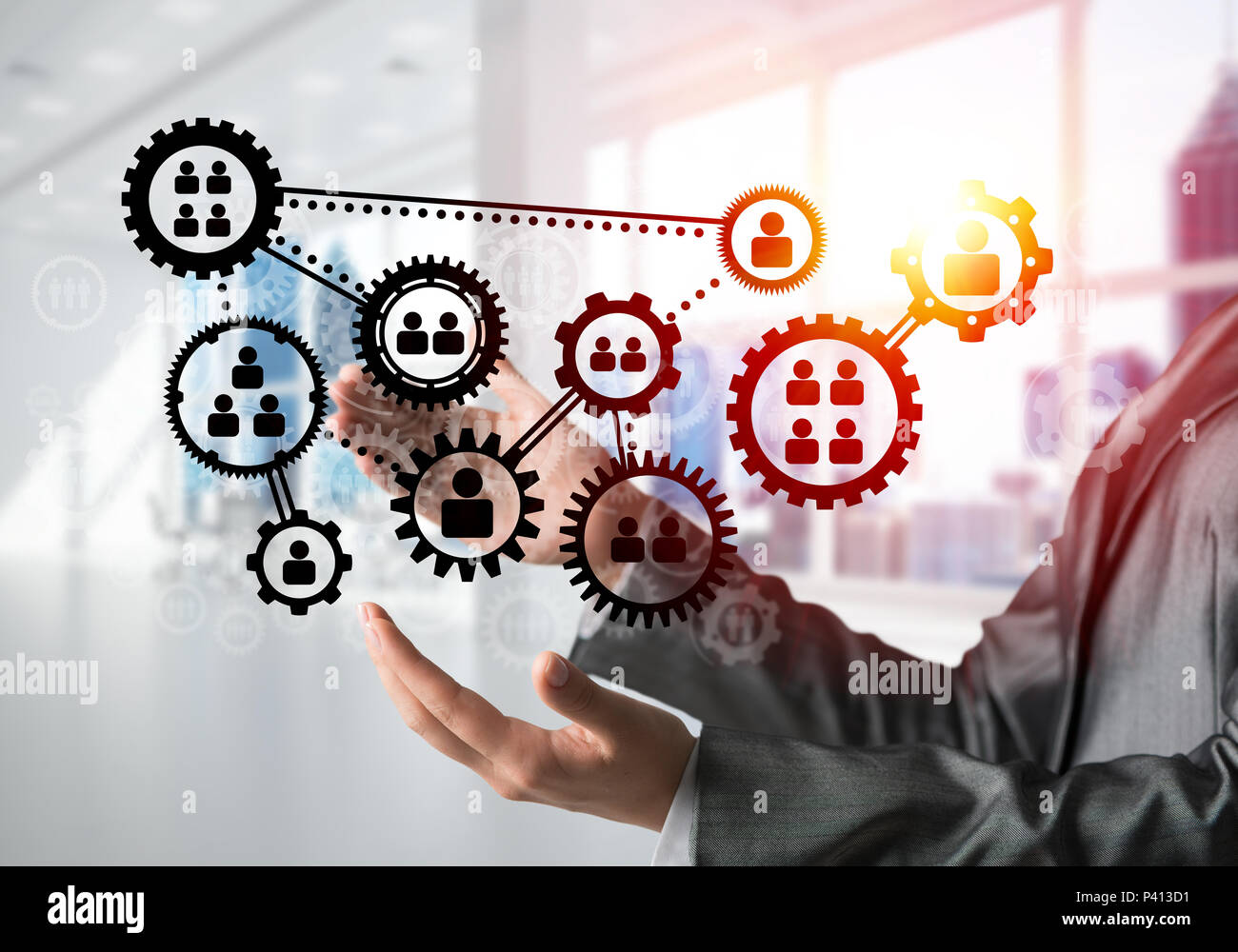 Cogwheels and gears mechanism as social communication concept Stock ...
