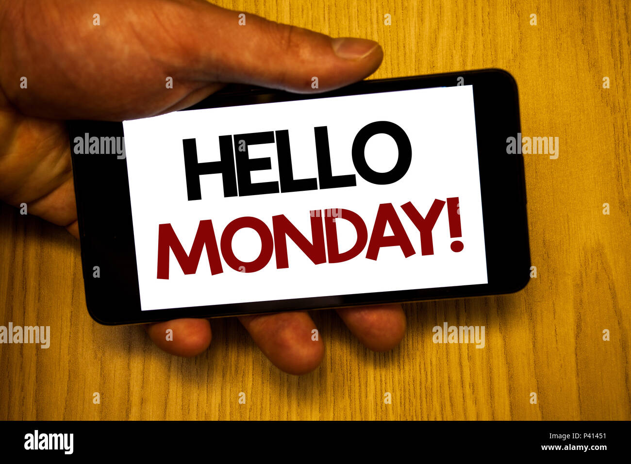 Handwriting textss writing Hello Monday Motivational Call. Concept ...