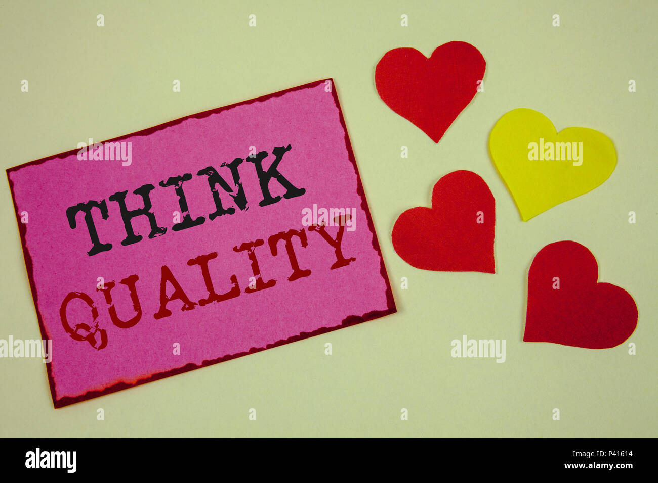 Conceptual hand writing showing Think Quality. Business photo textss ...