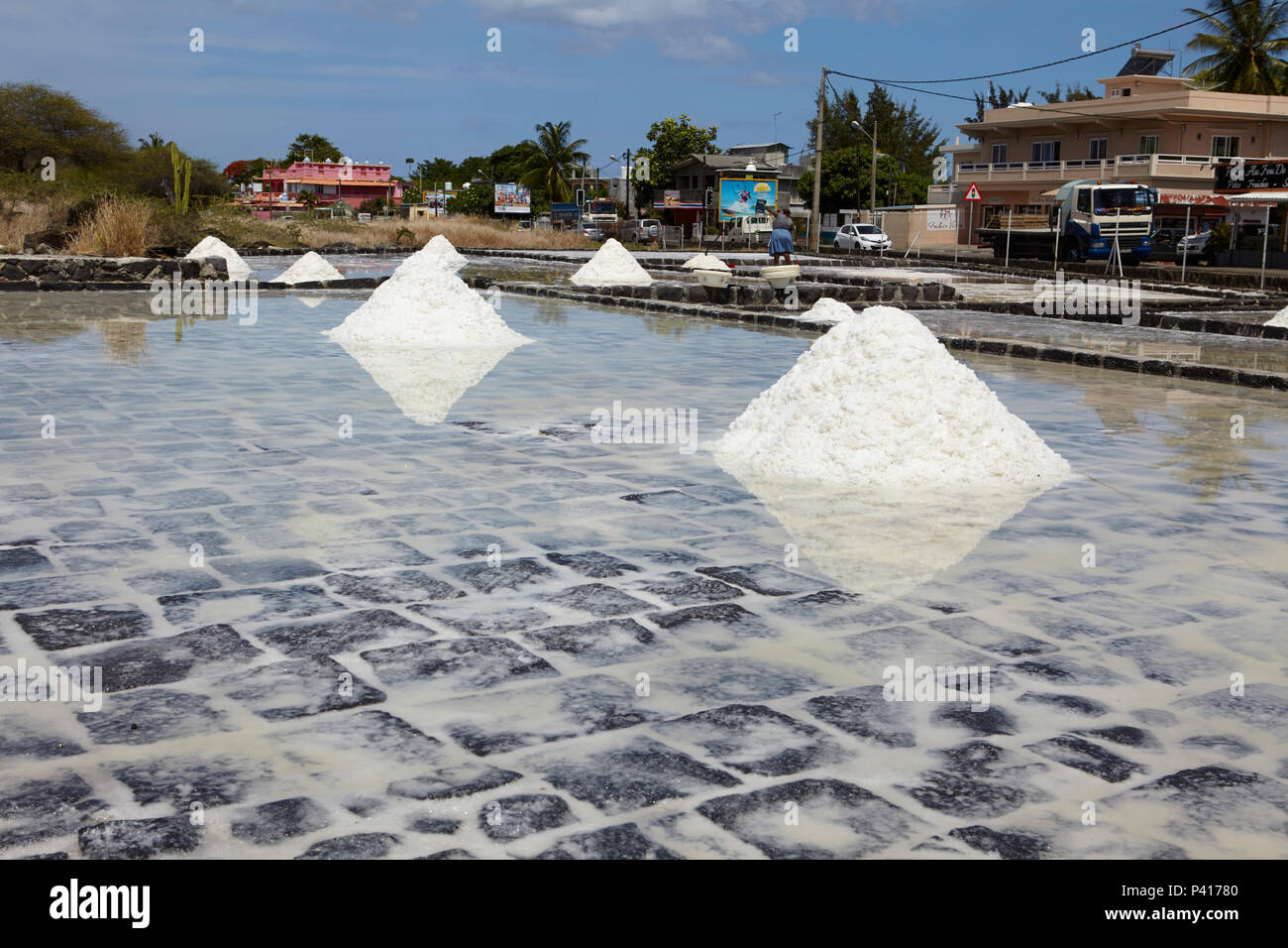 Salt fields in Tamarin, Mauritius Stock Photo - Alamy