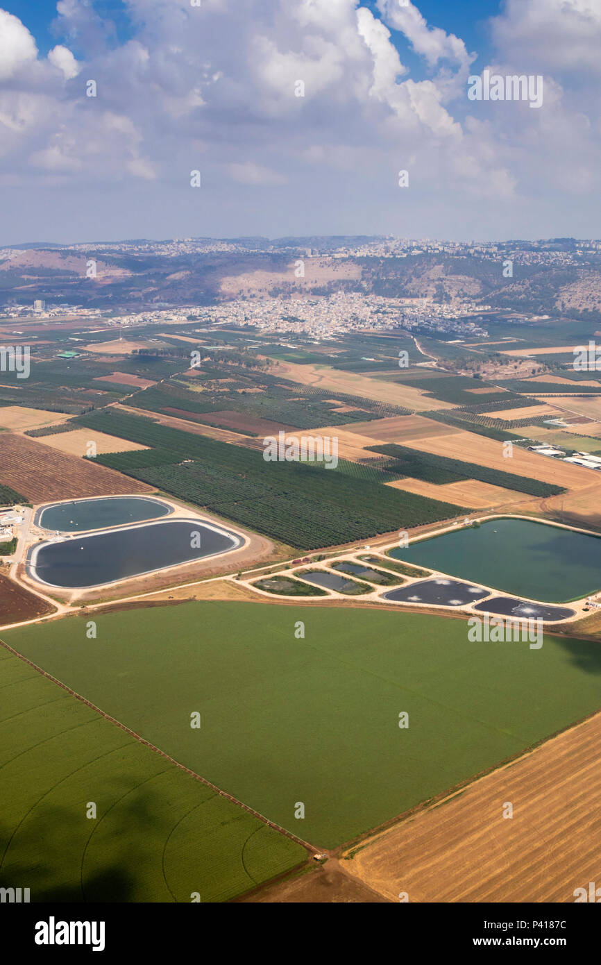 Agricultural landscape with fish breeding ponds in Jezreel Valley ...