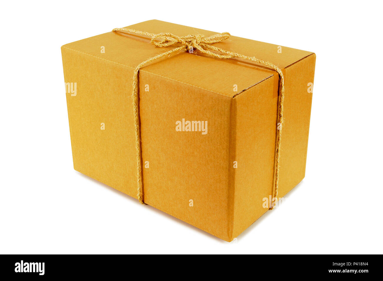 Cardboard box tied with rope Stock Photo - Alamy