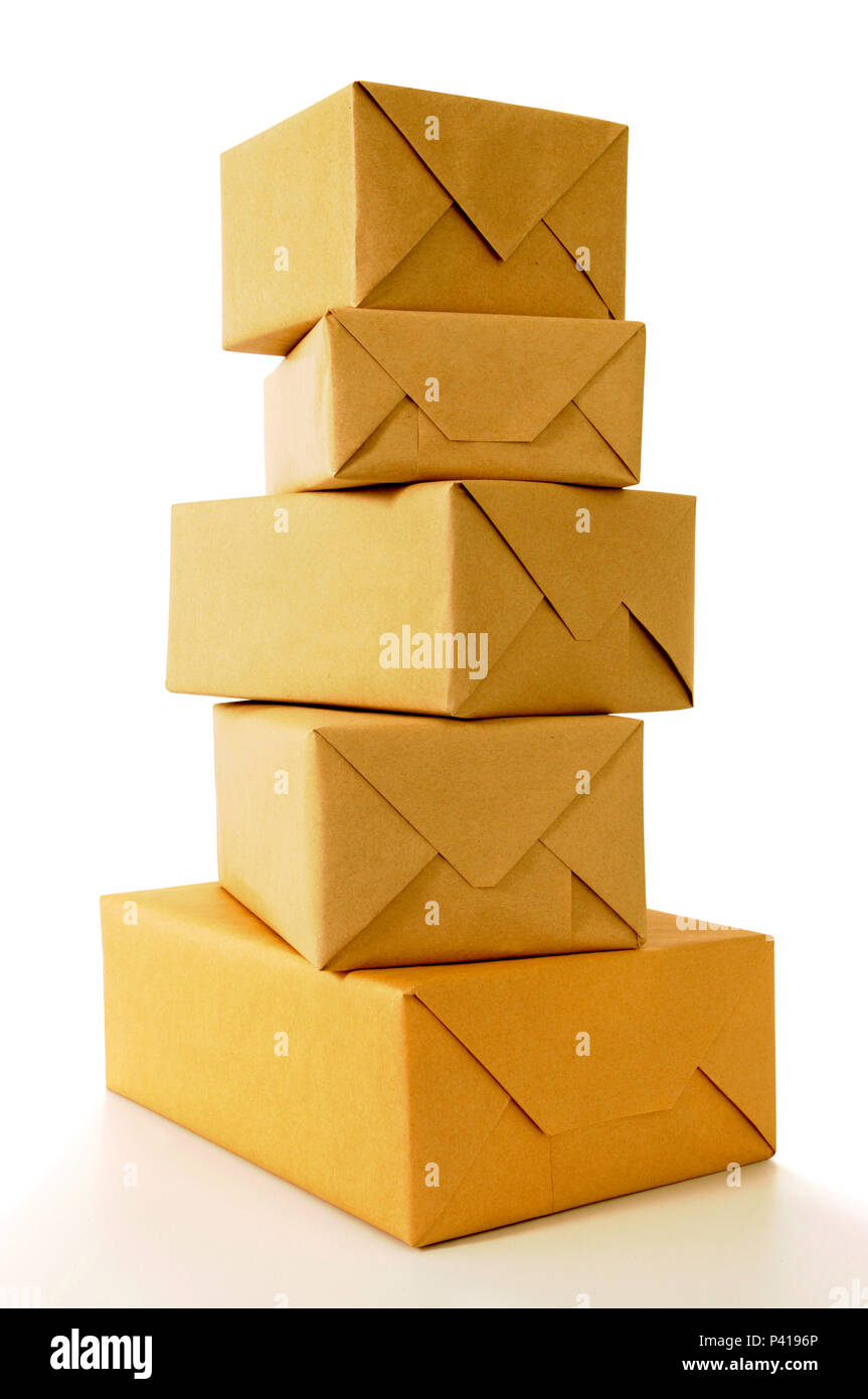 Stack of brown paper packages Stock Photo - Alamy