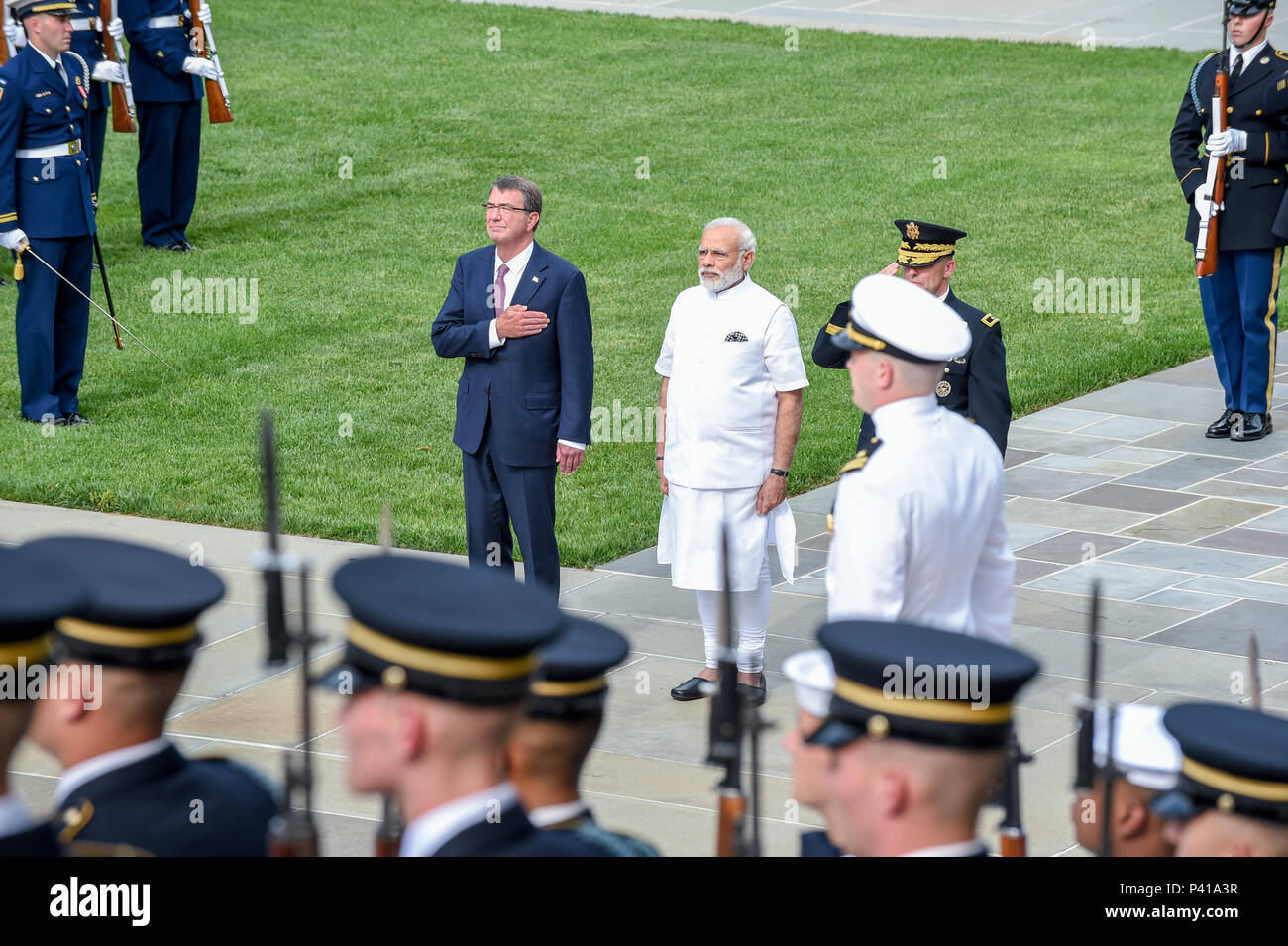 Secretary of Defense Ash Carter takes part in a wreath-laying ceremony ...