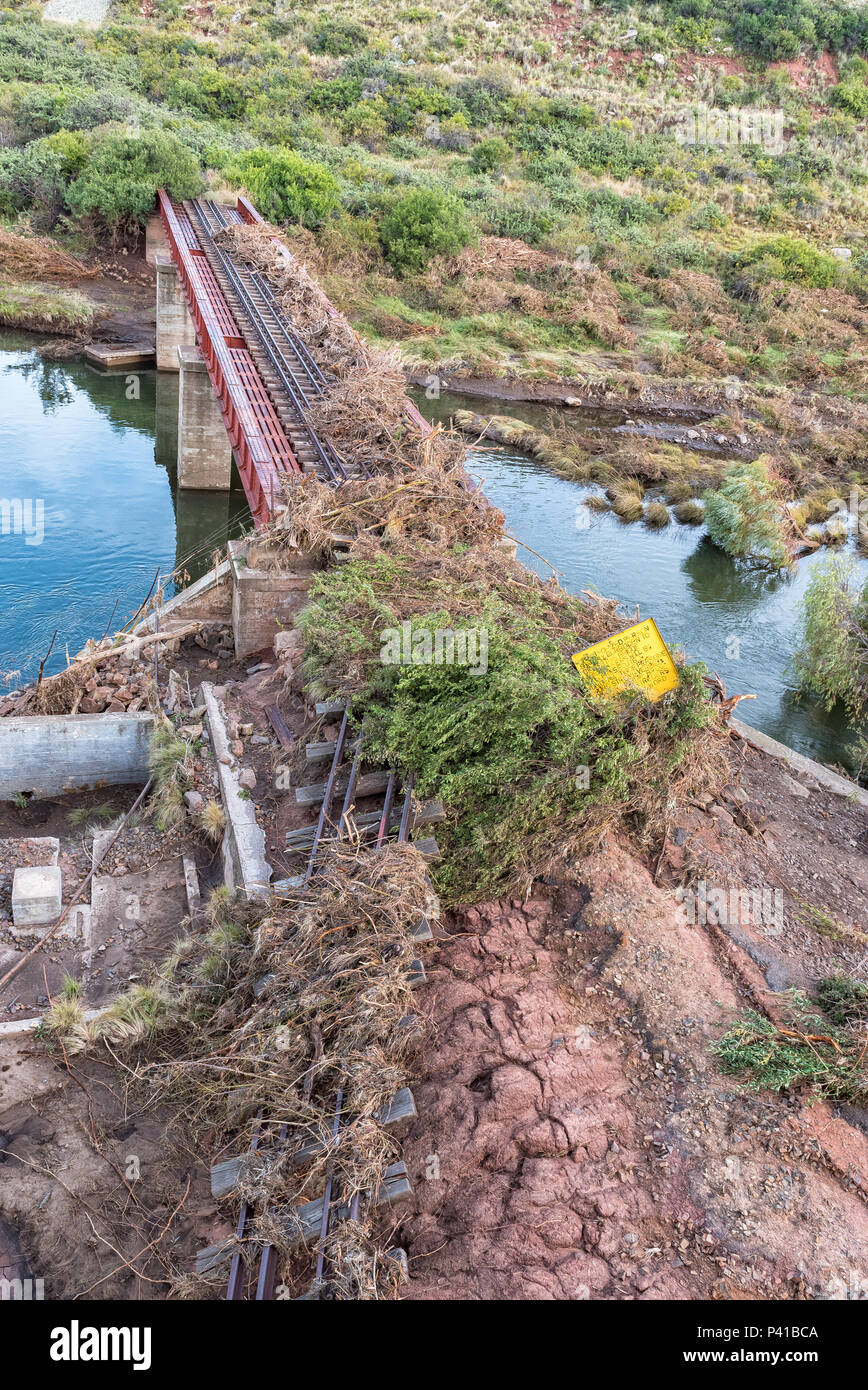 The flood damaged railway bridge in the third railway reverse over the ...