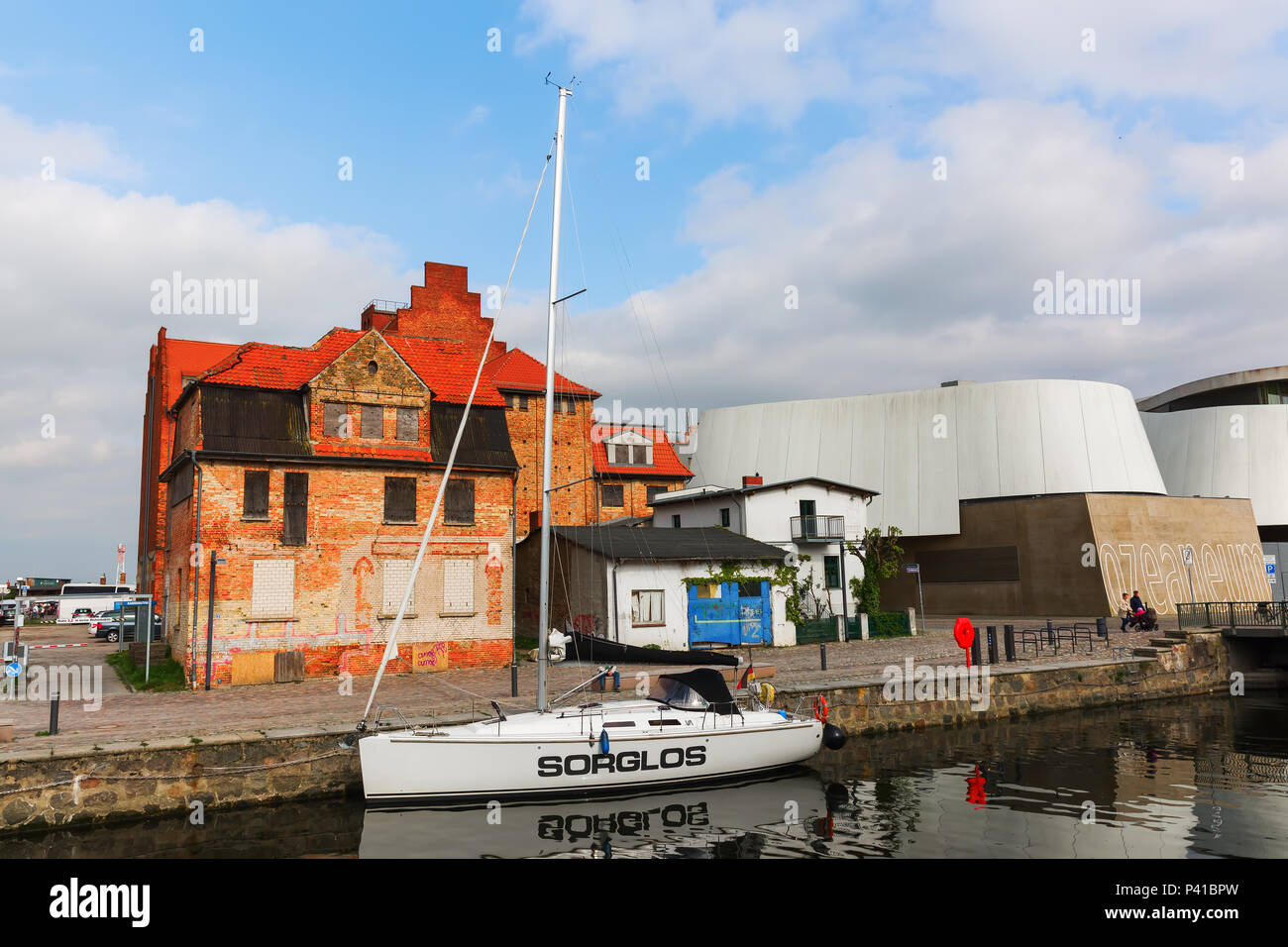 Stralsund, Germany - May 12 2018: in the port of Stralsund with ...