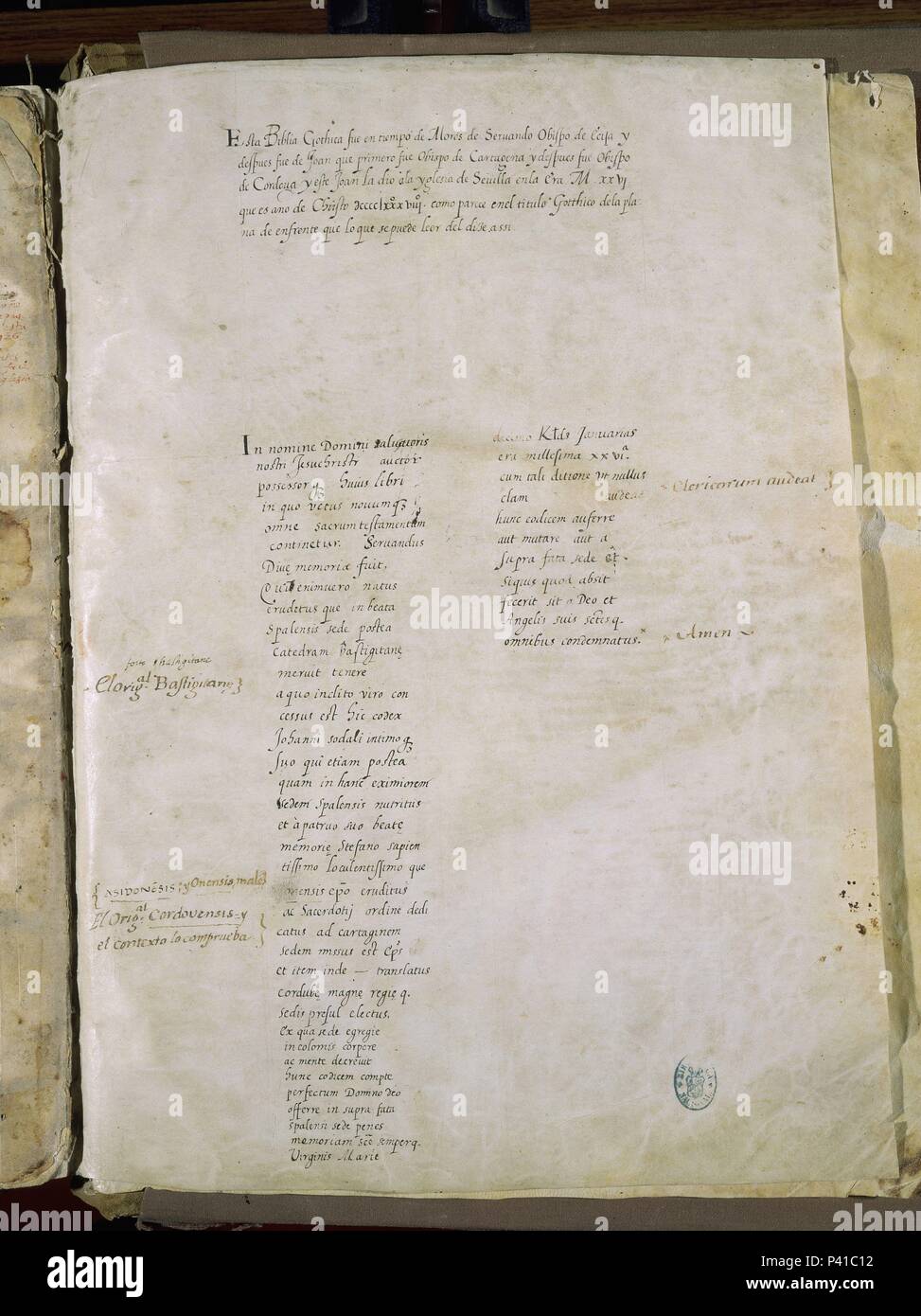 BIBLIA HISPALENSE - CODEX TOLETANUS - VIT 13 - 1 F 376. Location: BIBLIOTECA NACIONAL-COLECCION ...