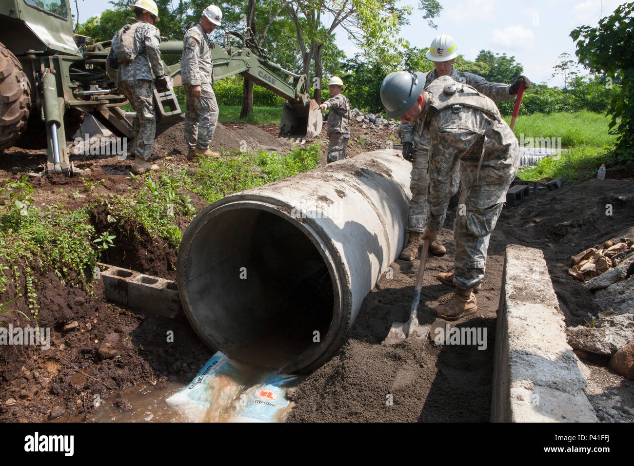 U.S. Soldiers assigned to the 1021st Engineering Company install a 40 ...