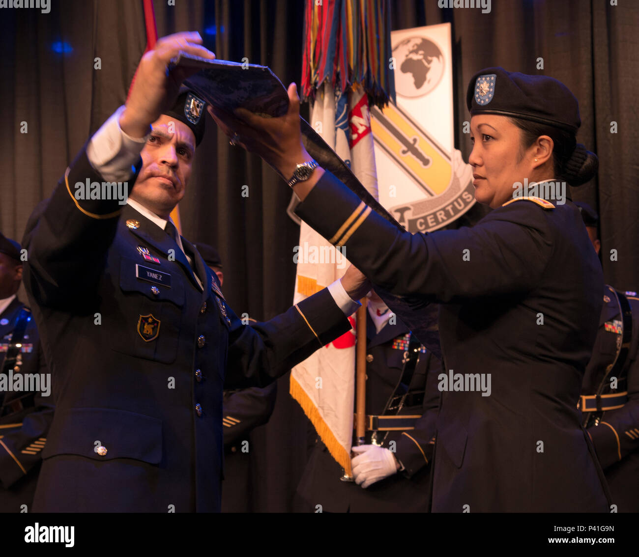 Sgt. Maj. Robert Yanez, and Lt. Col. Gwen Devera-Waden, commander ...