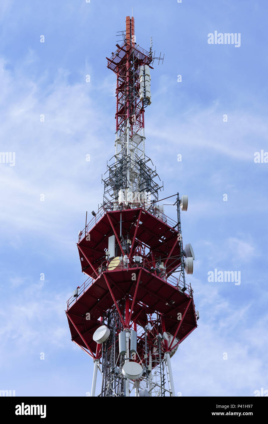 communication equipment tower with a lot of antennas Stock Photo - Alamy