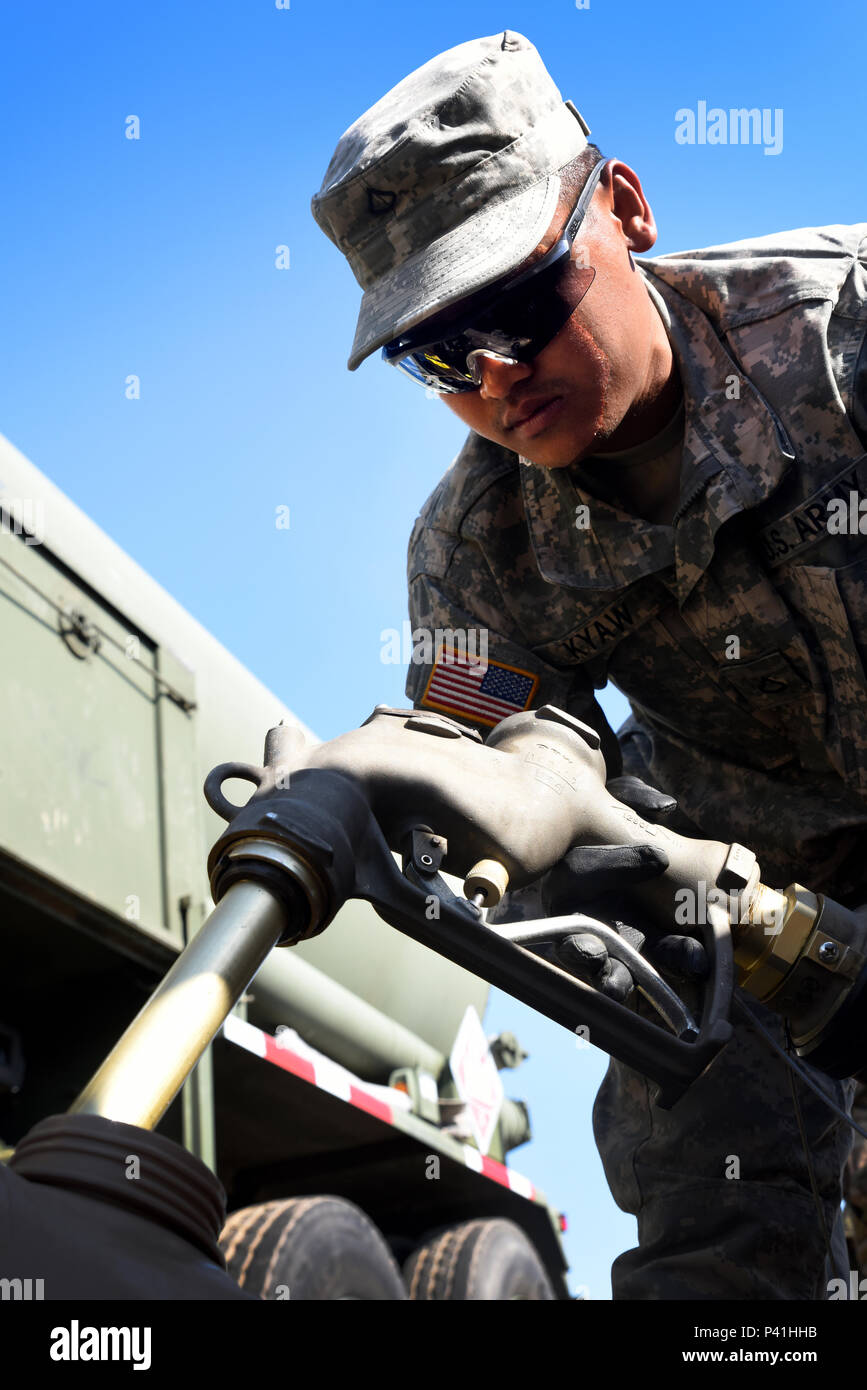 Pfc. Aung Kyaw a Petroleum Supply Specialist with the U.S. Army Reserve ...