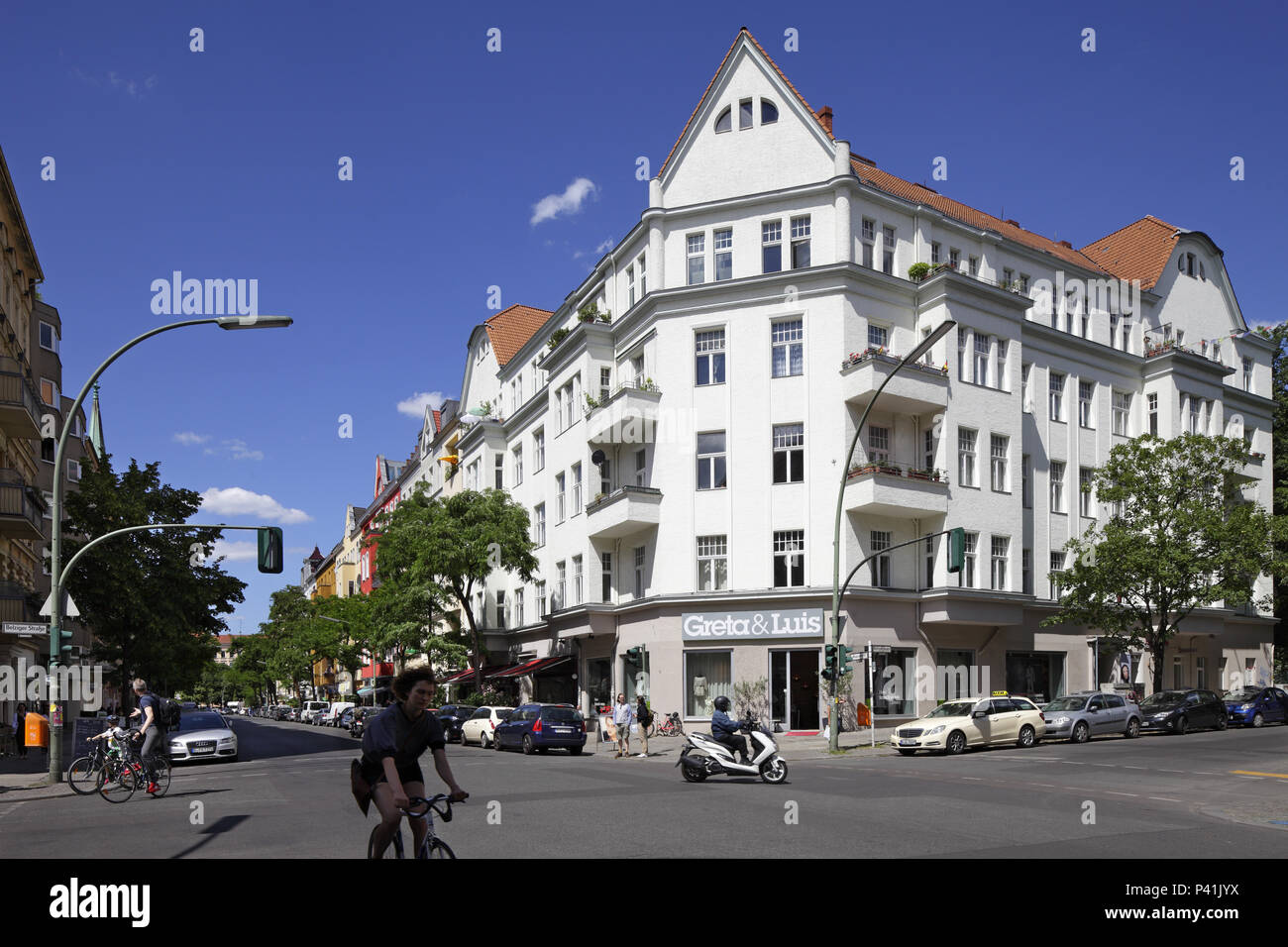 Berlin, Germany, old buildings in the Acacia street corner Belziger ...