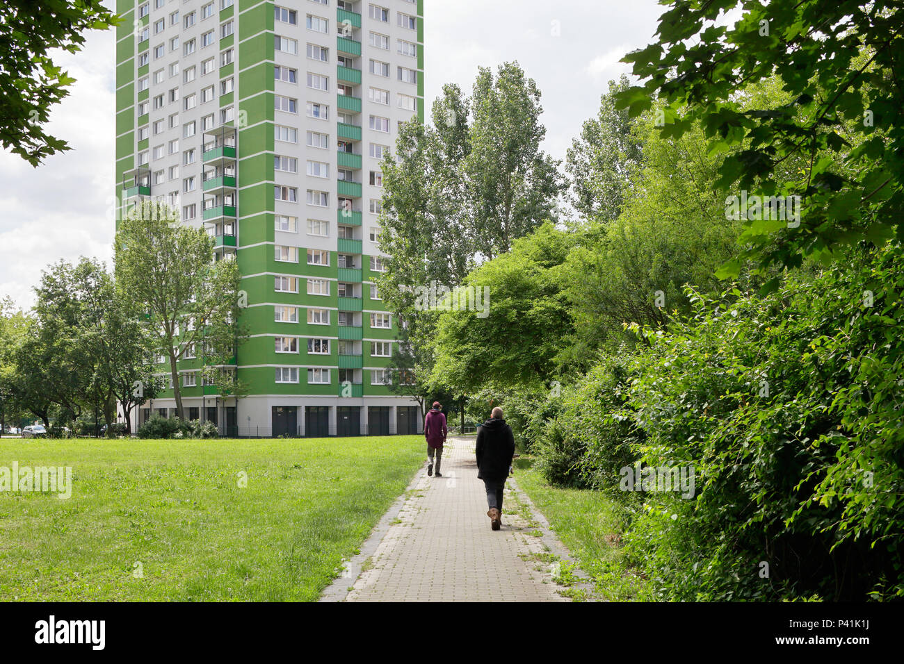 Berlin, Germany, Renovated prefabricated building in the Landsberger ...