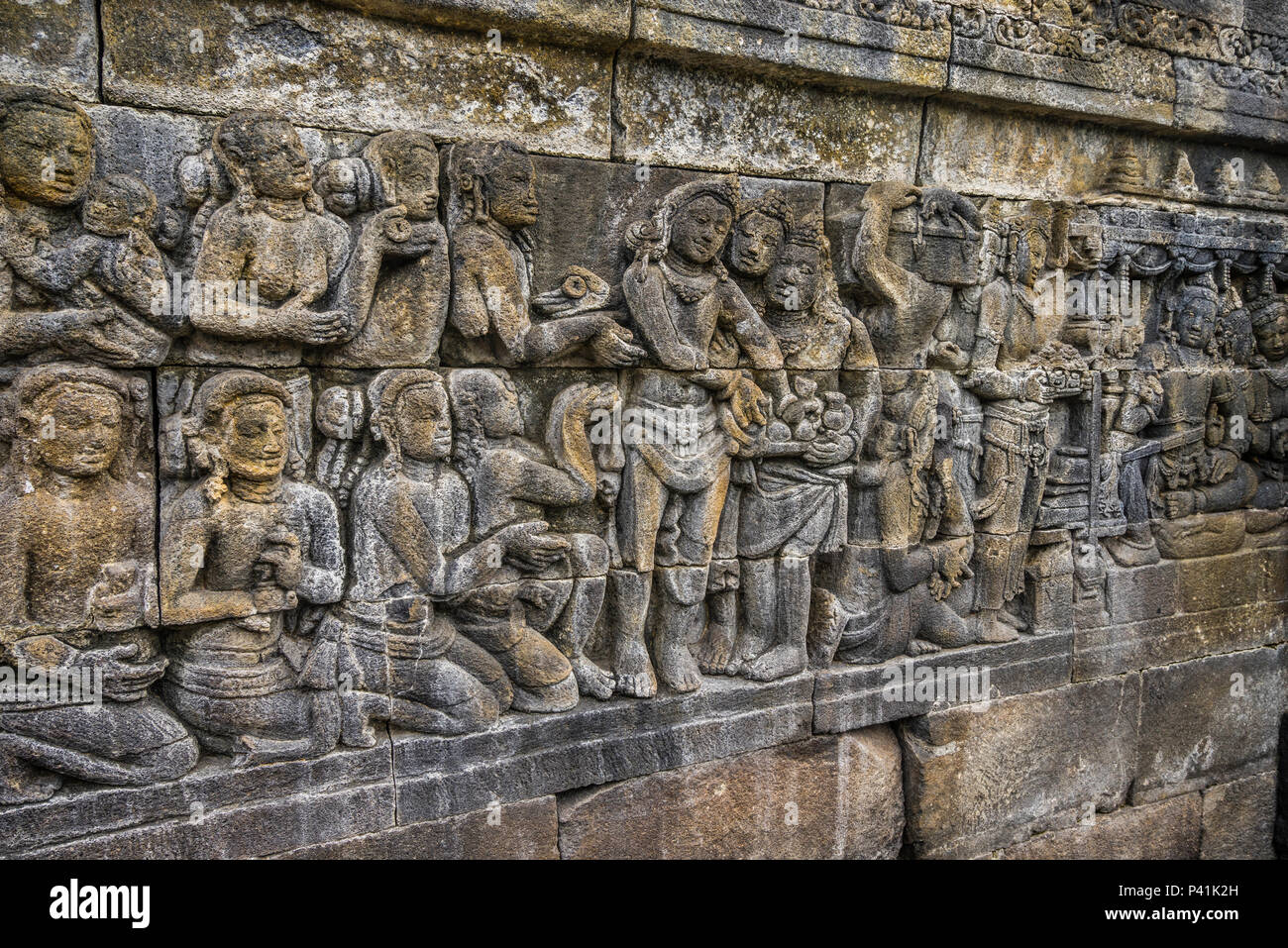 Bas Relief Panel On A Balustrade Of 9th Century Borobudur Buddhist Bas Relief Panel On A Balustrade Of 9th Century Borobudur Buddhist