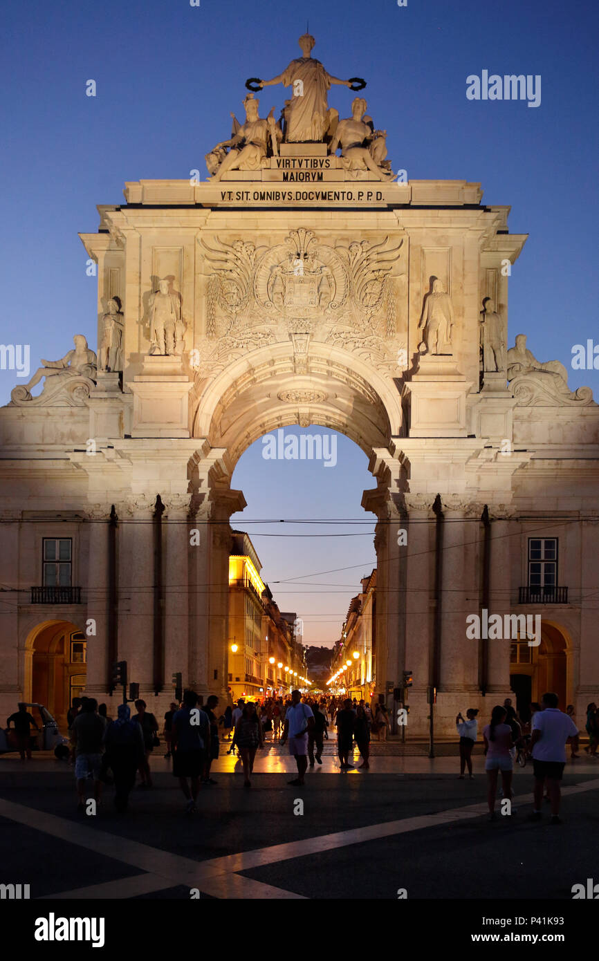 Lisbon, Portugal, Arco da Rua Augusta at the Praca do Comercio in ...