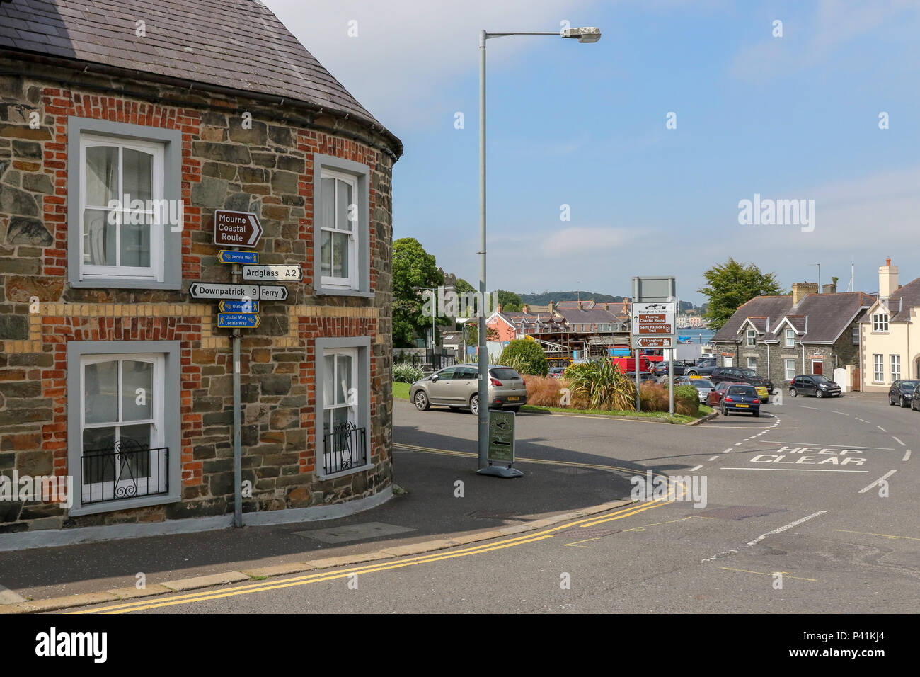 Street and houses in the centre of Strangford a seaside village in ...